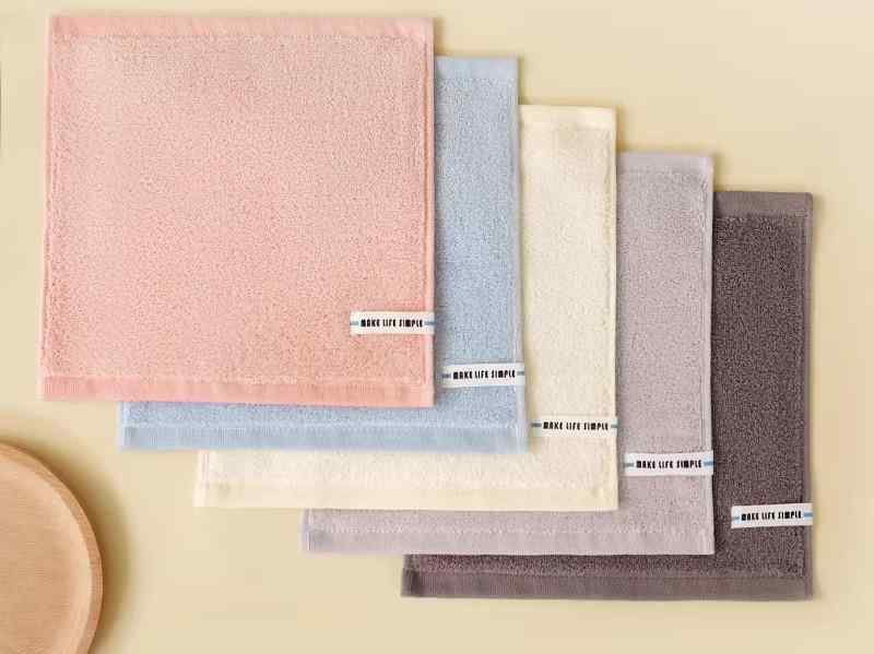 ・流行: 無地・サイズ: 25x25cm, 50x25cm, 74x34cm・素材: 綿・対象: ユニセックス・タオル種類: ハンカチタオル・カラー展開: ピンク, ブルー, アイボリー, ライトグレー, ダークグレー