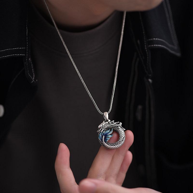 ・スタイル: レトロ、宮廷風・ペンダント素材: 925シルバー・カテゴリ: アクセサリー・周囲長: 51cm～80cm・状態: 新品・金属素材: 925シルバー・チェーン素材: シルバー・性別: メンズ・カラー展開: 祥龍ペンダント、鳳凰ペ...