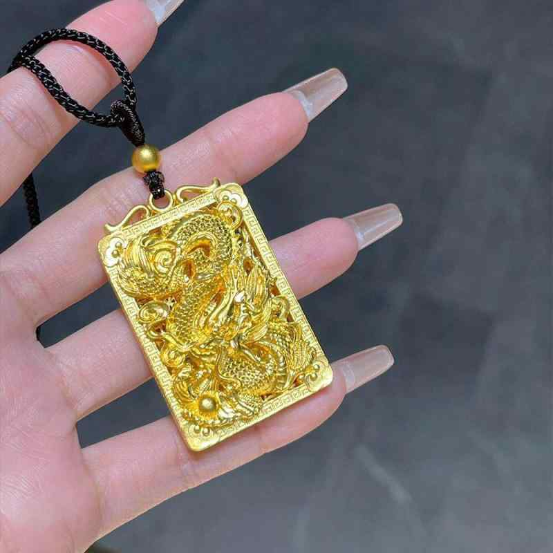 ・スタイル: レトロ/宮廷・商品種別: アクセサリー・柄: 星座、干支・装飾素材: 未装飾・対象: ユニセックス・状態: 新品・カラー: 龍牌ペンダント、金珠黒紐