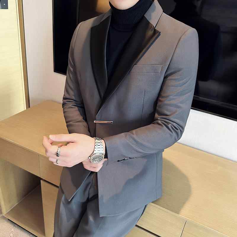 ・フロント仕様: シングル1つボタン・主な素材: アセテート 76%、化学繊維混紡・着用シーン: カジュアル・襟の: ショールカラー・スリット: サイドベンツ・シルエット: スリムフィット・生地の厚さ: 標準・詳細: ボタン装飾・カラー展開...