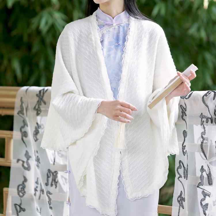 ・カテゴリ: ショール・対象: レディース・スタイル: レトロ・エスニック・主な素材: ニット・カラー: ホワイト・全長: 約160cm・幅: 約60cm・柄: 無地・編み方: たて編み・丈: ミドル丈・機能: 装飾用・お手入れ方法: 洗濯...