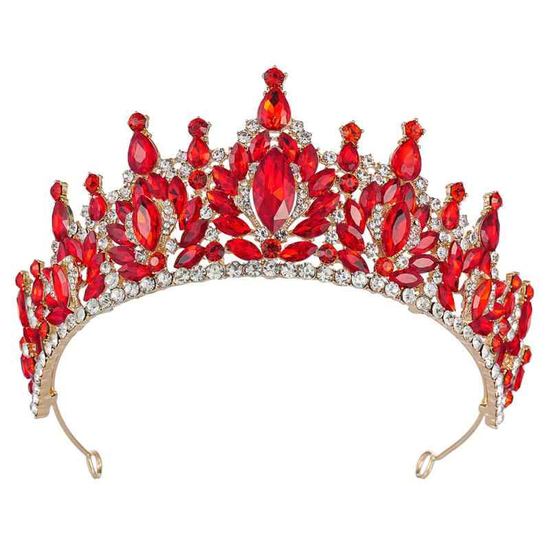 ・カテゴリ: ヘッドドレス・スタイル: 欧米風、レディース、バロック調・素材: 合金・加工: メッキ、ラインストーン・: クラウン（王冠）・カラー展開: ゴールド×レッド、ゴールド×ブルー、ゴールド×グリーン、ゴールド×オーロラ、ゴールド×...