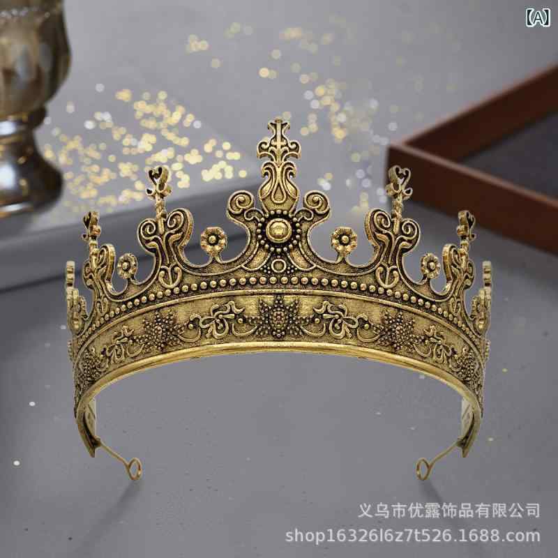 ・カテゴリ: ヘッドドレス・スタイル: シンプル・素材: 合金・タイプ: 男女兼用・: クラウン・加工: メッキ・装飾: ホワイトクリスタル・カラー展開: アンティークゴールド、ゴールド、アンティークシルバー、ガンブラック