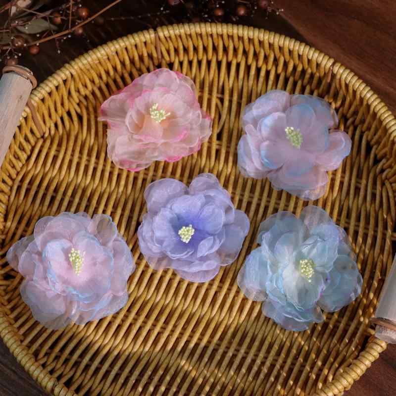 ・カテゴリ: DIYアクセサリーパーツ・主な素材: オーガンジー・加工: 手編み・: 花, 植物・スタイル: 韓国, フェミニン・カラー展開: ブルーピンク, ブルー, ピンク, パープル, レッド, レイクブルー, グリーン, ワインレッ...