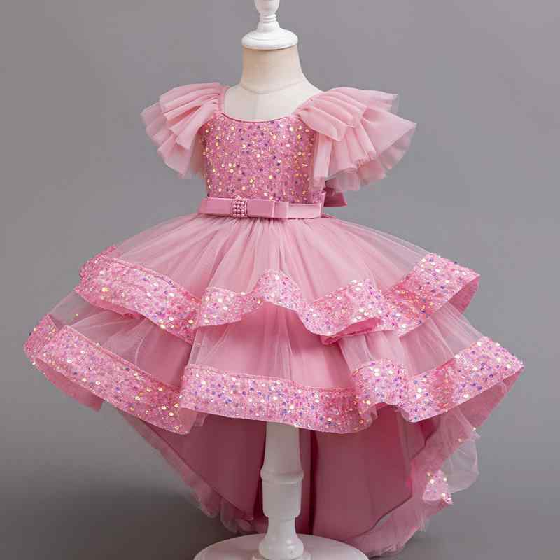 ・カテゴリ: 子供用ドレス・対象年齢: 3〜8歳（100〜140cm）・性別: 女の子・加工: プリーツ、酵素洗い・要素: リボン、プリンセス、チュール、欧米風・スタイル: プリンセス・素材: 化学繊維混紡・表地: ポリエステル・裏地: ポ...