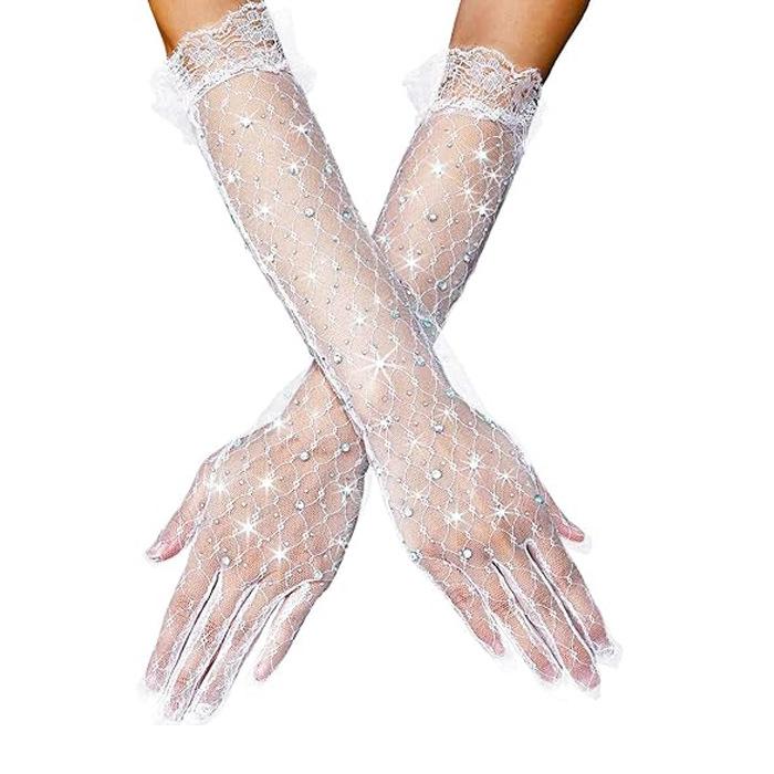 ・性別: 女性・機能: 装飾・カラー: ホワイト（ラインストーン付き）・素材: メッシュ・スタイル: ショート丈