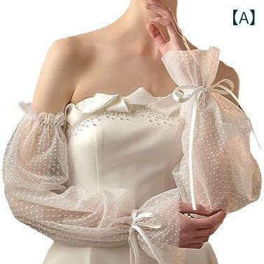 ・対象: レディース・機能: 装飾・カラー: 乳白色・サイズ: 55cm・素材: フロッキードット・スタイル: ロングアームカバー・: 欧米スタイル