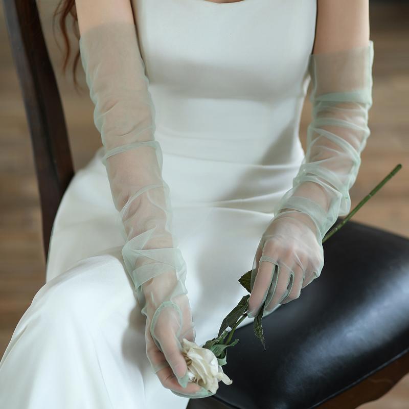 ・対象: 女性・機能: 装飾用・カラー: アボカドグリーン・素材: スイスネット・スタイル: ロング、5本指・: