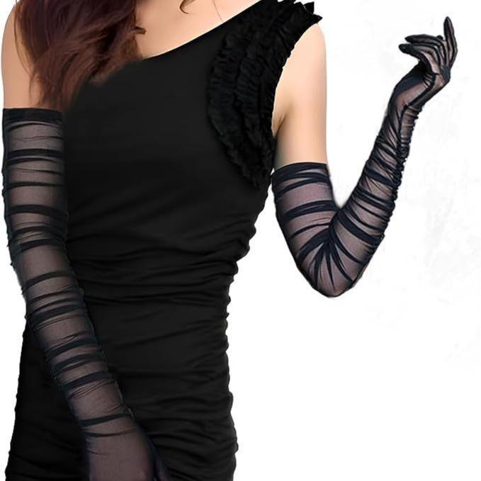 ・対象: 女性用・機能: 装飾用・主な素材: ストレッチメッシュ・スタイル: ロング、指あり、ファッション、オフィス・カラー展開: ブラック、ホワイト