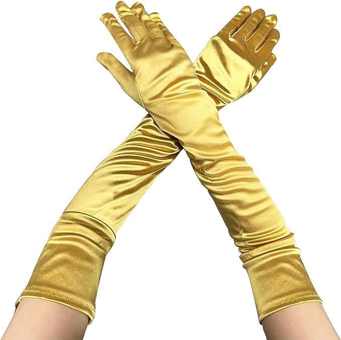 ・性別: レディース・機能: 装飾・カラー: ゴールド・素材: サテン・スタイル: シンプル、分指ロング丈