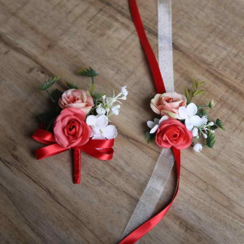 ・素材: プラスチック・スタイル: ナチュラル・対象: 男女兼用・: フラワー・カラー展開: ライトピンク、レッド、ホワイト、パープル、ブルー・カテゴリ: コサージュ、リストブーケ