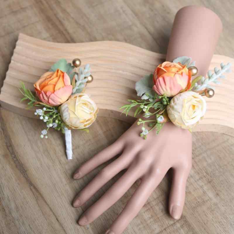 ・加工: ハンドメイド・用途: ウェディング・スタイル: 欧風・カラー展開: スタイル1（コサージュ）, スタイル1（リストブーケ）, スタイル2（リストブーケ）, スタイル2（コサージュ）