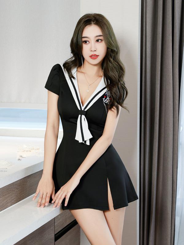 ・カテゴリ: ワンピース・スタイル: セクシー、エレガント・主な素材: ポリエステル90%〜95%・ネックライン: Vネック・袖丈: 半袖・袖形状: レギュラー・着丈: ミニ丈・カラー展開: ブラック・サイズ展開: S、M、L、XL、XXL