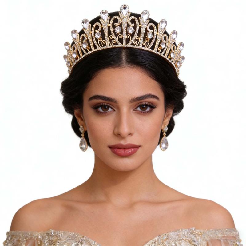 ・カテゴリ: ヘッドドレス・対象: レディース・スタイル: 欧米風・: クラウン・素材: 合金・加工: 電気メッキ・利用シーン: ブライダル、誕生日、展示会・カラー展開: ゴールド