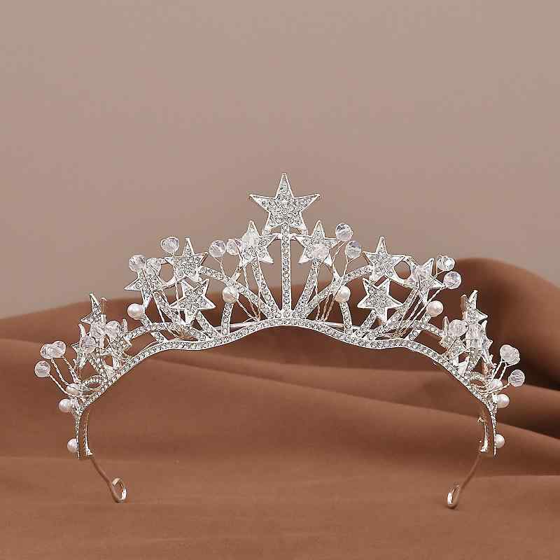 ・カテゴリ: ヘアアクセサリー・対象: レディース・スタイル: シンプル・素材: 合金、ホワイトクリスタル・: クラウン、星モチーフ・加工: ハンドメイド、ワイヤービーズ・用途: ウェディング、誕生日、旅行記念、ギフト・カラー: シルバー、...
