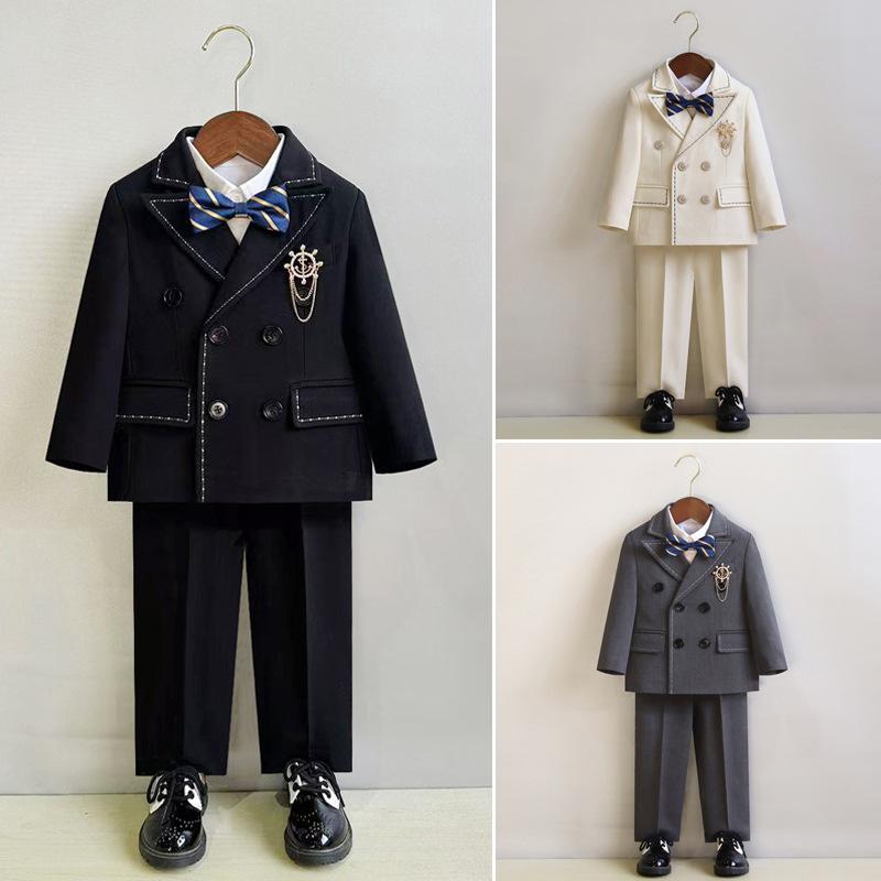 ・対象: 男の子・対象年齢: 8歳以上（身長140cm以上）・襟の: テーラードカラー・スタイル: ブリティッシュ・柄: 無地・生地の厚さ: 普通・加工: ソフト加工・要素: セットアップ、リボン・袖丈: 長袖・素材: 化学繊維混紡・主素材...