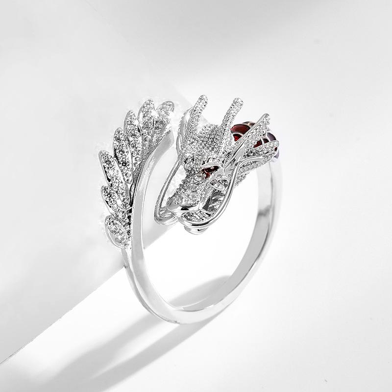 ・カテゴリ: リング・素材: 銅・: 龍、十二生肖・加工: メッキ・カラー: シルバー・サイズ: フリーサイズ（調整可能）・スタイル: レディース、中華風、レトロ