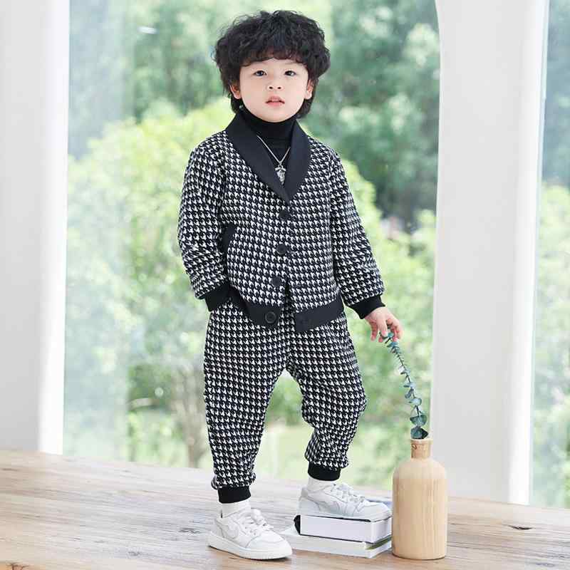 ・カテゴリ: キッズアウター・対象: 男の子・対象年齢: 3〜8歳（100〜140cm）・ネックライン: スーツカラー・スタイル: 韓国・柄: 千鳥格子・生地の厚さ: 普通・加工: 柔軟処理・袖丈: 長袖・主な素材: ポリエステル・裏地素材...