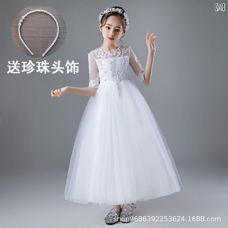 ・カテゴリ: 子供用ドレス・性別: 女の子・対象年齢: 8歳以上・加工: プリーツ・要素: レース・素材名: ガーゼ・主な素材: アセテート繊維・カラー展開: ホワイト（ロング）、ホワイト（ショート）・サイズ展開: 110, 120, 13...