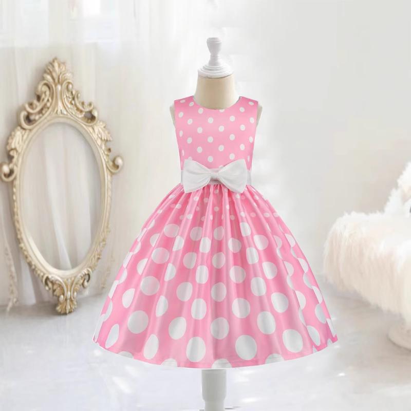・カテゴリ: 子供用ドレス・対象年齢: 3歳〜8歳（100cm〜140cm）・性別: 女の子用・加工: プリーツ加工・スタイル: プリンセス・主な素材: ポリエステル 65%・カラー展開: ドットブルー、ドットピンク・サイズ展開: 100,...