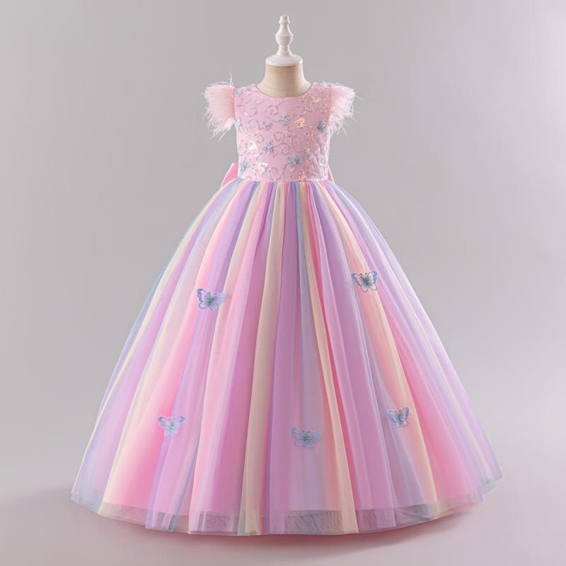 ・カテゴリ: 子供用ドレス・性別: 女の子・加工: プリーツ・: プリンセス、欧米風・スタイル: 欧米風・表地: サテン・主素材: ポリエステル・裏地素材: ポリエステル・カラー展開: レインボーパープル、レインボーピンク、レインボーブルー...
