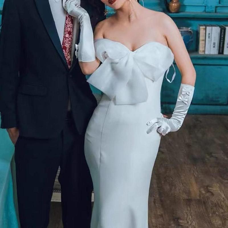 ・性別: レディース・機能: 装飾・カラー: ホワイト・素材: サテン・: 5本指・ミドルロング丈・スタイル: