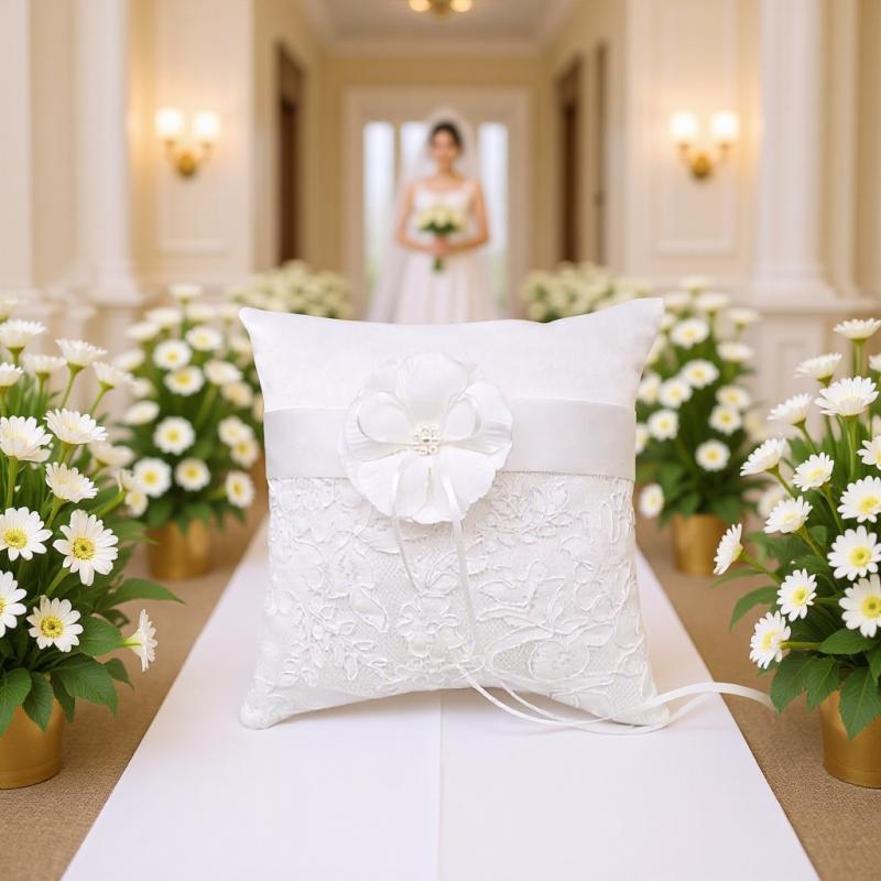 ・カテゴリ: リングピロー・主な素材: サテン、ポリエステル・サイズ: 約20×20cm・カラー: オフホワイト、ホワイト・使用シーン: 結婚式