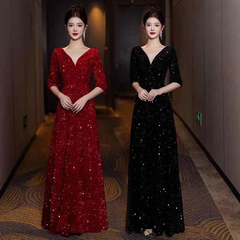 ・カテゴリ: ドレス、イブニングドレス・生地: メッシュ・主な素材: ポリエステル・素材含有率: 70%〜80%・ネックライン: Uネック・袖丈: 五分袖・カラー展開: レッド、ブラック・サイズ展開: S、M、L、XL、XXL・利用シーン:...