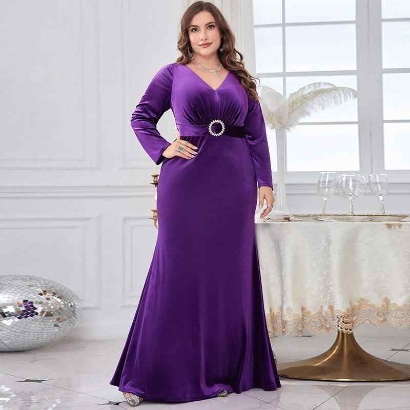 ・カテゴリ: パーティードレス・スタイル: セクシー・素材: ポリエステル・素材含有率: 95%以上・ネックライン: 深Vネック・袖丈: 長袖・カラー展開: パープル・サイズ展開: 0XL, 1XL, 2XL・おすすめシーン: パーティー・...