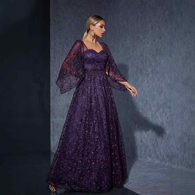 ・カテゴリ: パーティードレス・主な素材: ポリエステル・素材含有率: 70%以上80%未満・ネックライン: 深いVネック・袖丈: 長袖・カラー展開: 写真色・サイズ展開: S, M, L, XL・利用シーン: パーティー・スカート丈: ロ...