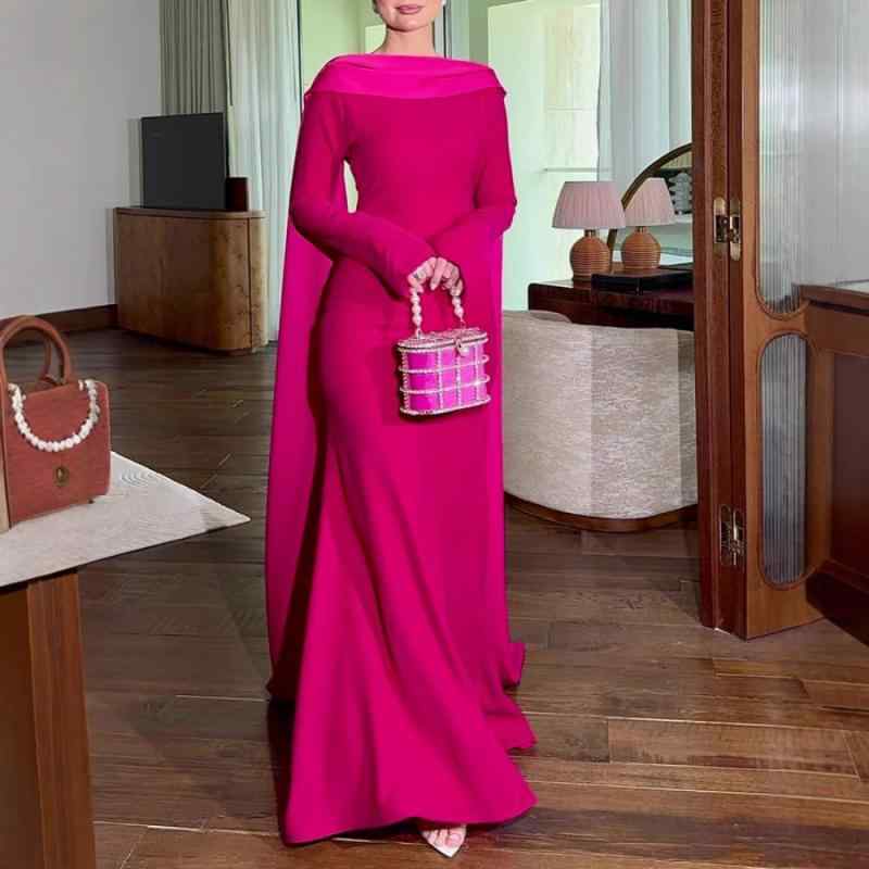 ・カテゴリ: ドレス・素材: ポリエステル 95%以上・袖丈: 長袖・カラー展開: ローズピンク・サイズ展開: S, M, L, XL, XXL・利用シーン: 結婚式・スカート丈: ロング丈・ウエスト: ミドルウエスト・: 揺れ感・袖の: ...