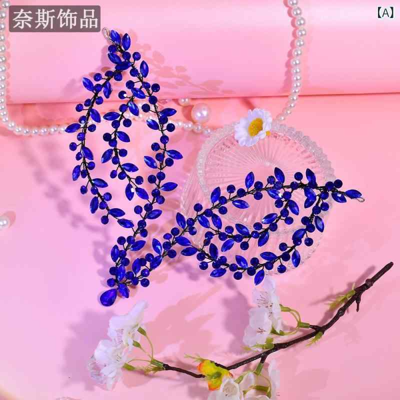 ・カテゴリ: ヘアアクセサリー・素材: クリスタル・カラー: ブルー・スタイル: 個性的・要素: 花、キンセンカ、ツバキ、梅、花びら、葉、オリーブの枝、三つ葉、ボタニカル・対象: レディース
