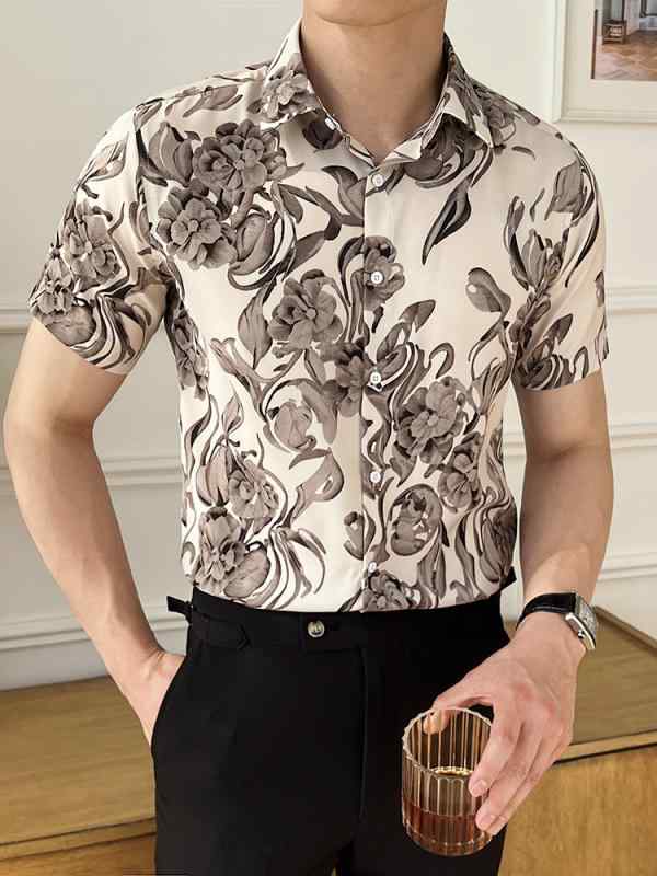 ・カテゴリ: 衬衫・スタイル: ビジネスカジュアル・機能: 形態安定・襟型: ポイントカラー・袖丈: 半袖・柄: ボタニカル柄・厚さ: 薄手・ディテール: プリント・対象: 成人・素材: ポリエステル95%、ポリウレタン5%・着用シーン: ...