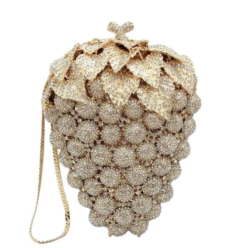 ・素材: 合金・利用シーン: デイリー・裏地素材: 合成皮革・スタイル: ラインストーン付きパーティーバッグ、海外トレンド・内部構造: オープンポケット・形状: 葡萄モチーフ・要素: 葡萄、透かし彫り、ラインストーン・開閉様式: マグネット...