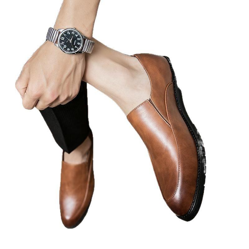 ・カテゴリ: カジュアルレザーシューズ・対象: メンズ・スタイル: 韓国ファッション風・アッパー素材: PUレザー・インソール素材: PUレザー・裏地素材: メッシュ・靴底素材: ラバー・つま先形状: ポインテッドトゥ・ヒール高: 約3-5...