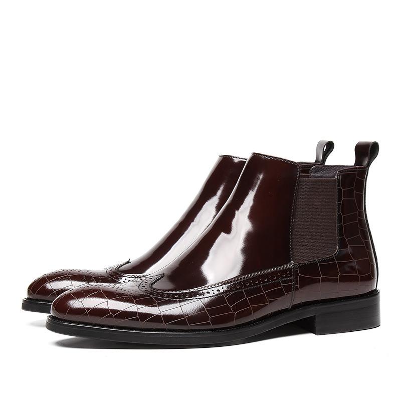 ・カテゴリ: チェルシーブーツ・アッパー素材: 牛革・対象: メンズ・スタイル: 欧米風・: ステッチ・着脱方式: スリッポン・カラー展開: レッド、ブラック、ブラック（裏起毛）、ワインレッド（裏起毛）・サイズ展開: 37、38、39、40...