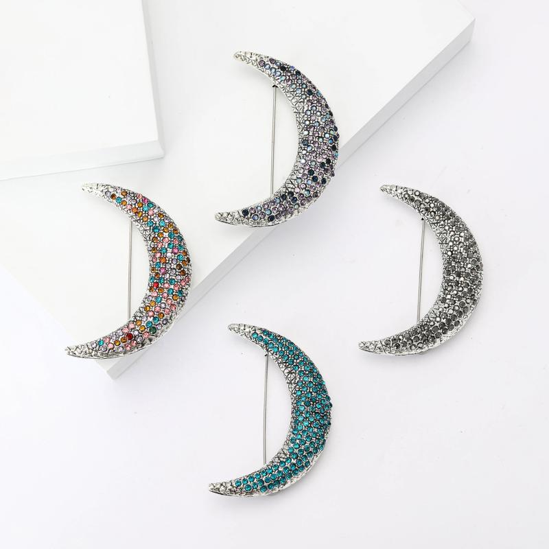 ・カテゴリ: ブローチ・素材: 合金・対象: レディース・モチーフ: 月・: 幾何学、自然・装飾: ラインストーン・カラー展開: マルチカラー、ブルー、ブラック、パープル・スタイル: レトロ、ヴィンテージ風風・用途: 装飾