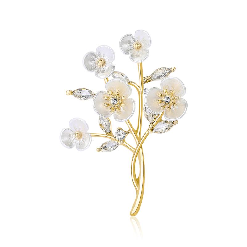 ・カテゴリ: ブローチ・素材: シェル・対象: レディース・モチーフ: 花、桃花・加工: メッキ・カラー: ゴールド、シルバー・スタイル: ラグジュアリー、通勤・機能: 装飾、多機能