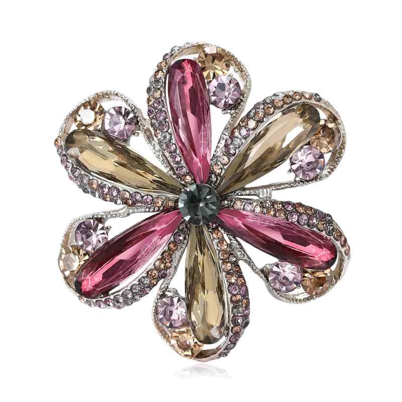 ・カテゴリ: ブローチ・対象: レディース・素材: 合金・: 花・加工: ラインストーン・カラー: アンティークシルバー（ブラックブルー）、アンティークシルバー（ブラック）、KCゴールド（イエロー）、コーヒーゴールド（マルチカラー）・スタイ...