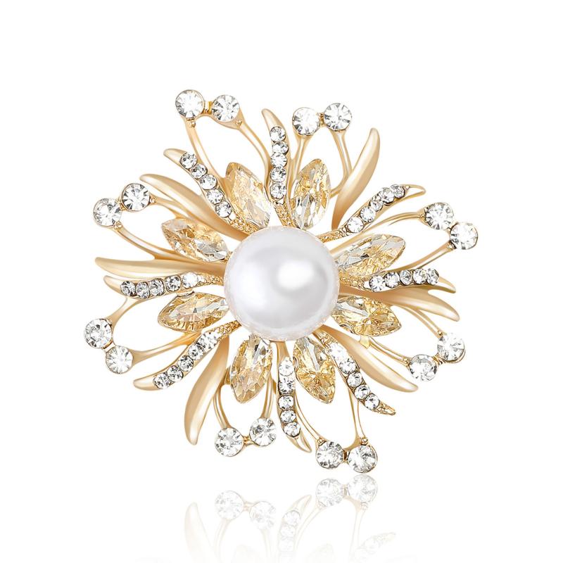 ・カテゴリ: ブローチ・素材: 合金・モチーフ: 植物、花・加工: パール装飾・対象: レディース・スタイル: 通勤、オフィスカジュアル・カラー: ゴールド、シルバー