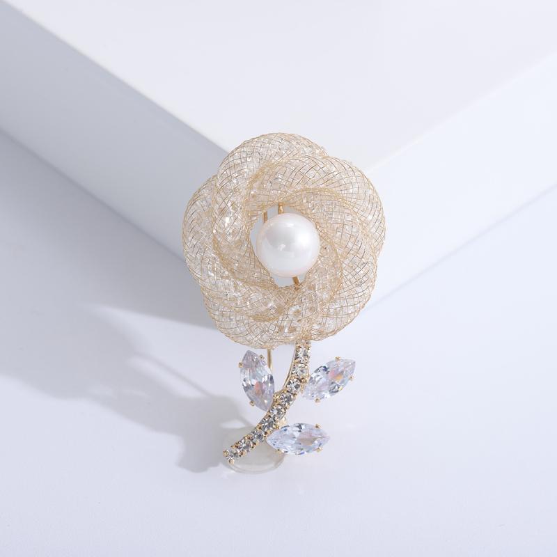 ・カテゴリ: ブローチ・素材: 合金・対象: レディース・: 花、植物・加工: 滴油加工・カラー展開: ゴールド・スタイル: 韓国、フェミニン、スイート・機能: 装飾