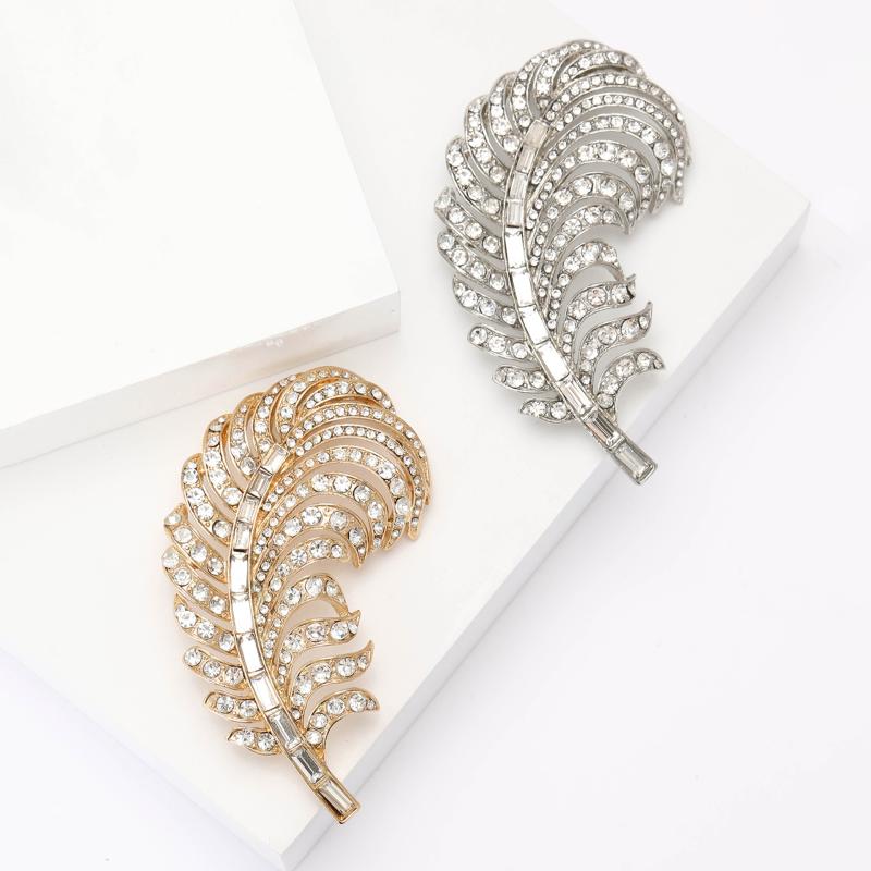 ・カテゴリ: ブローチ・素材: 合金・加工: ラインストーン・対象: レディース・カラー展開: ゴールド、シルバー・モチーフ: フェザー・機能: 装飾・スタイル: ファッションOL、通勤・テーマ: 自然