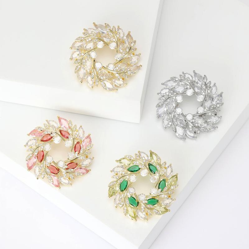 ・カテゴリ: ブローチ・スタイル: レディース、韓国、フェミニン・主な素材: 銅・装飾: ジルコニア・モチーフ: 花、麦の穂・カラー展開: ゴールド、シルバー、ピンク、グリーン