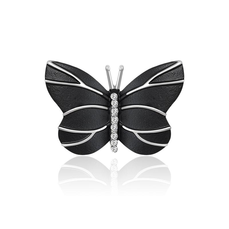 ・カテゴリ: ブローチ・素材: 合金・加工: ラインストーン・対象: レディース・モチーフ: 動物、蝶・カラー: ブラック・スタイル: 通勤、オフィス