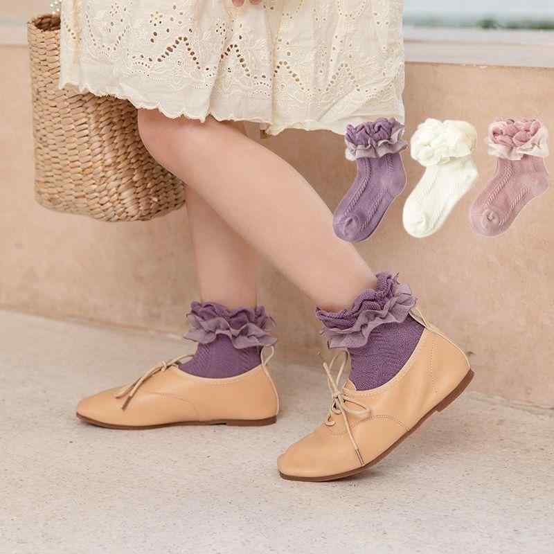 ・カテゴリ: 子供用靴下・性別: 女の子・加工: メッシュ・機能: 通気性、吸汗、防臭・丈: クルー丈・厚さ: 普通・柄: 無地・要素: レース、フリル・主な素材: 綿 72%・カラー展開: ホワイト・イエロー・グリーン系、ホワイト・ピンク...