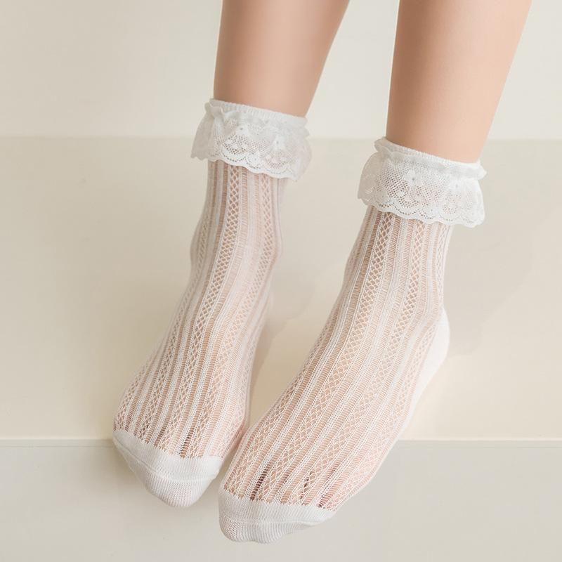 ・性別: 女の子用・カテゴリ: 子供用靴下・加工: メッシュ・機能: 通気性、吸汗・丈: ショート・厚さ: 極薄・柄: 無地・要素: レース、フリル、プリンセス、チュール・主な素材: 綿 70%・カラー: オフホワイト・サイズ展開: 11-...