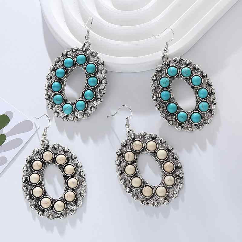 ・カテゴリ: 耳飾り・対象: レディース・スタイル: 欧米風、コンミューター・素材: 合金、ターコイズ・形状: 幾何学型・: オーバル・装飾: ラインストーン・カラー展開: ホワイト、ブルー