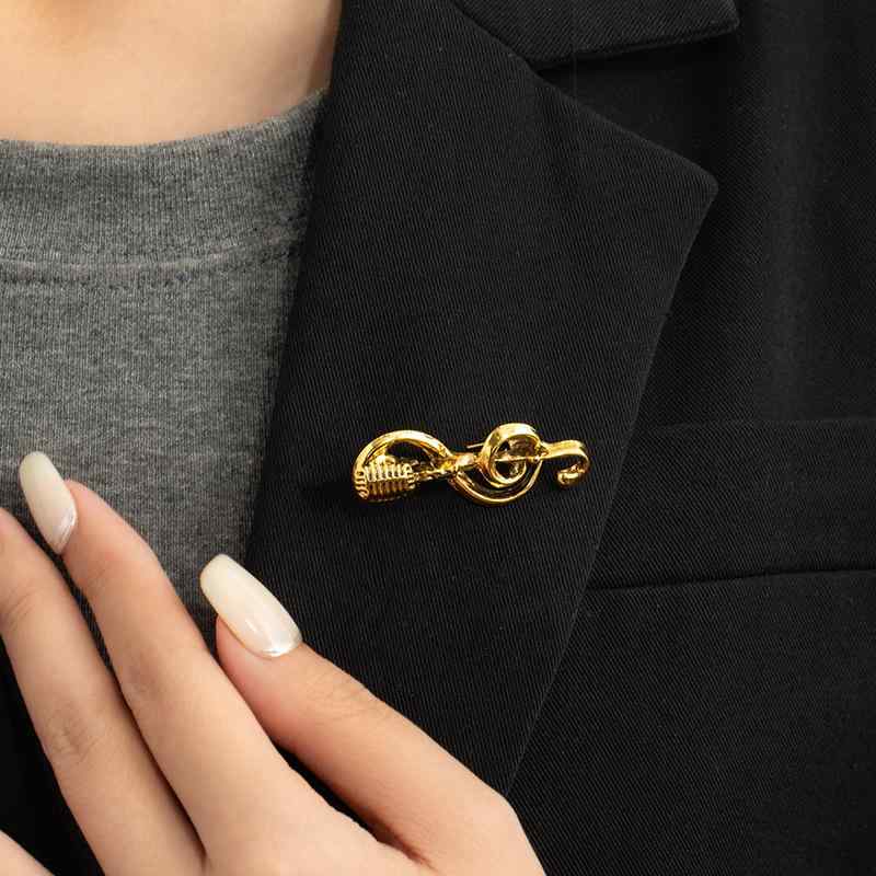 ・カテゴリ: ブローチ・スタイル: 通勤・主な素材: 合金・加工: メッキ・: 音符, マイク・機能: 装飾, チラ見え防止・カラー展開: アンティークシルバー, アンティークゴールド・対象: レディース