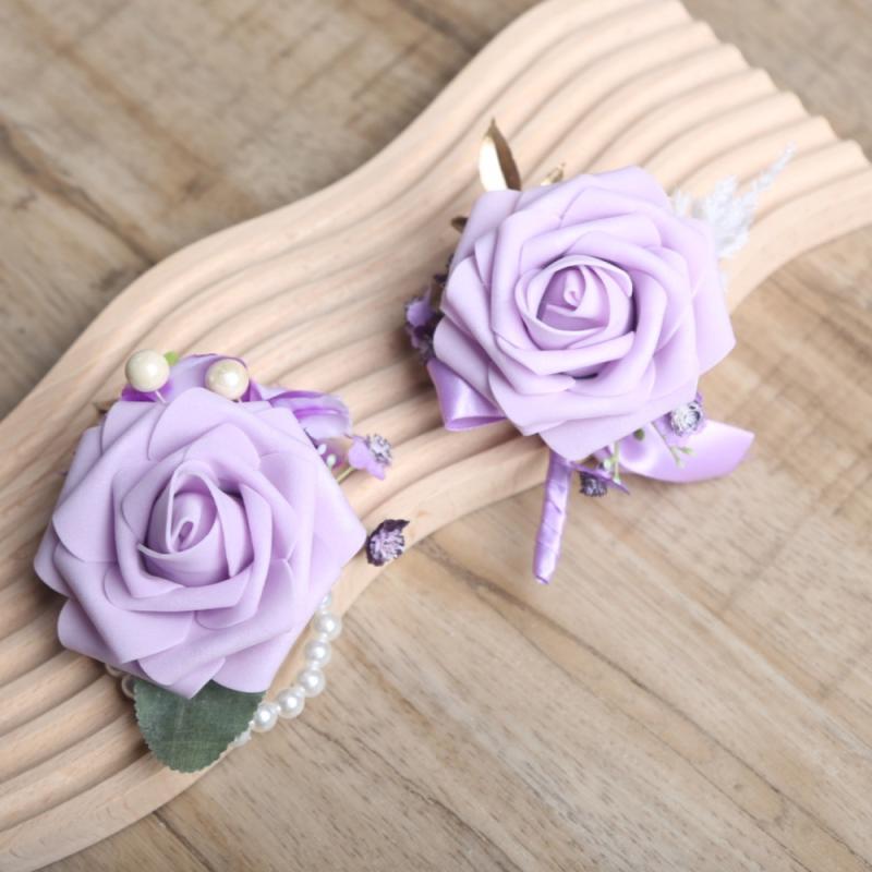 ・製法: ハンドメイド・用途: 結婚式、ウェディング・タイプ: コサージュ、リストブーケ・カラー: ホワイト、ブルー、パープル・サイズ: 約8×13cm・スタイル: 欧風