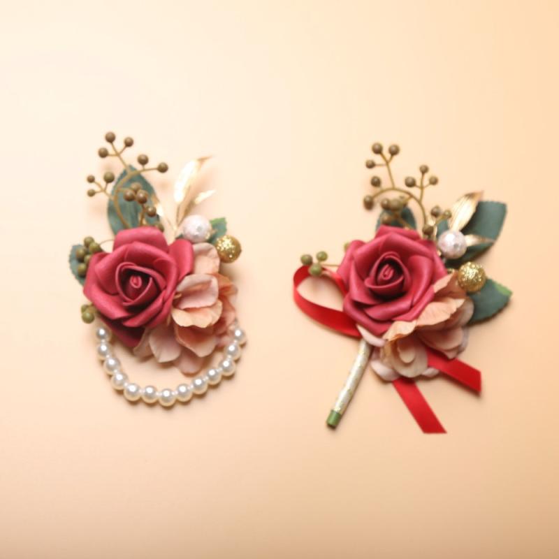 ・主な素材: 布・製法: ハンドメイド・用途: 結婚式・タイプ: コサージュ（タイプA）、リストブーケ（タイプA）、コサージュ（タイプB）、リストブーケ（タイプB）・サイズ: 8×12cm・仕様: 8×13cm・スタイル: 欧州風